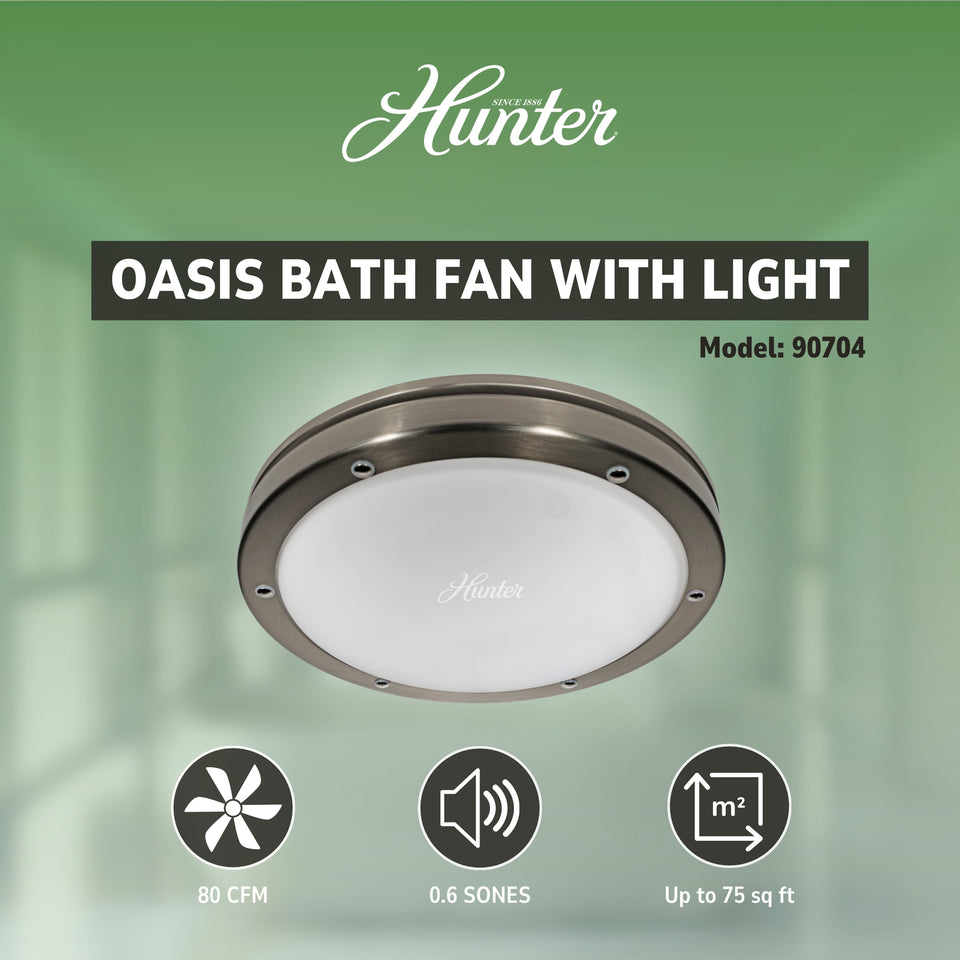 Hunter Oasis Bathroom Ventilation Fan with Light