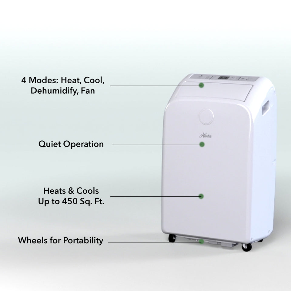 Hunter 10,000 BTU (8,000 SACC) Portable Air Conditioner with Heat for ...