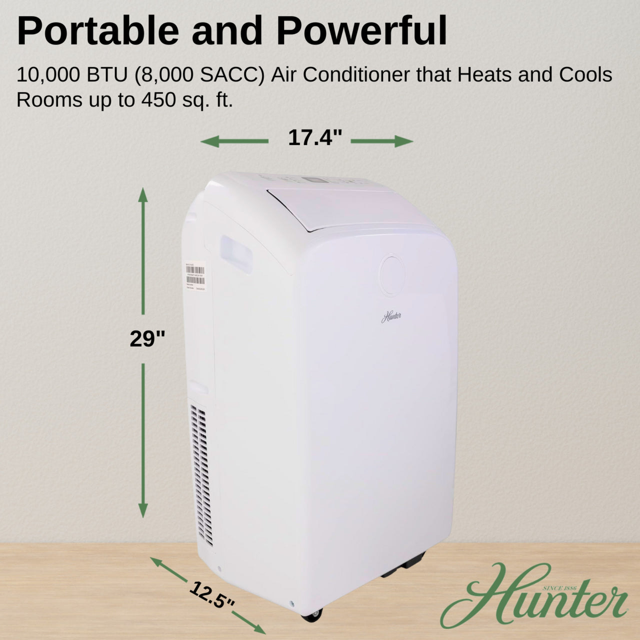 Hunter 10,000 BTU (8,000 SACC) Portable Air Conditioner with Heat for ...
